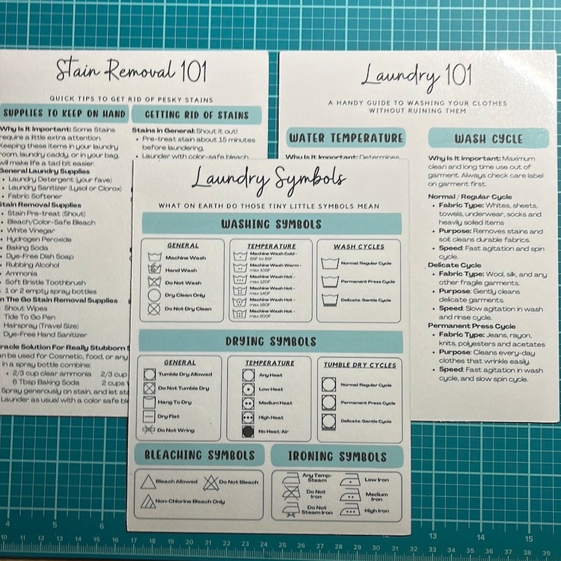 Laundry Cheat Sheet - Etsy