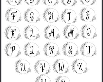 Letter H Svg Cutfile, Alphabet Initial Monogram With Olive Branch ...