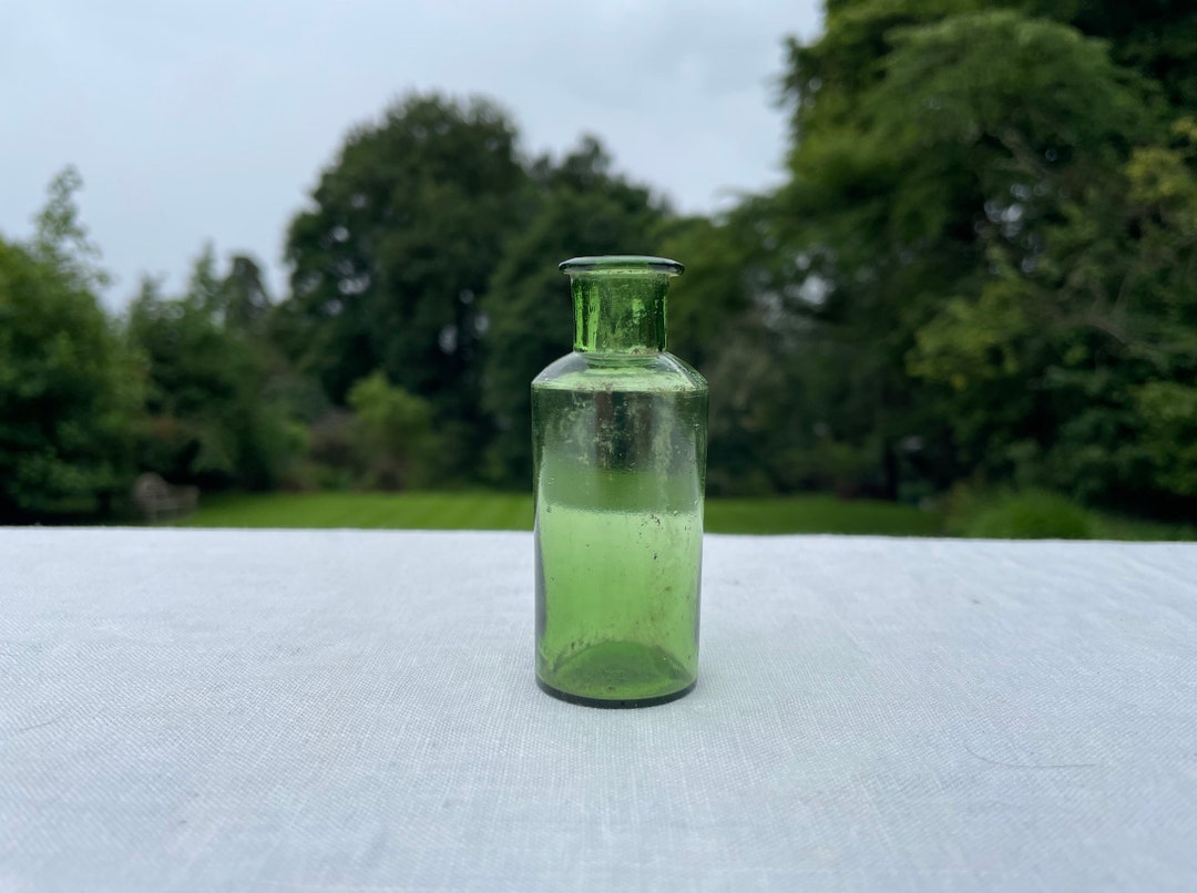 Vintage Crude Miniature Light Green Glass Bottle - Etsy