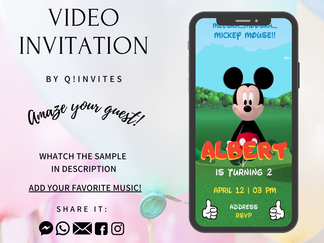 Mickey Mouse Video Invitation,mickey Mouse, Mickey Mouse Invitation ...