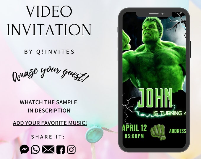 Hulk Video Invitation,hulk, Hulk Animated Invitation,hulk Birthday ...