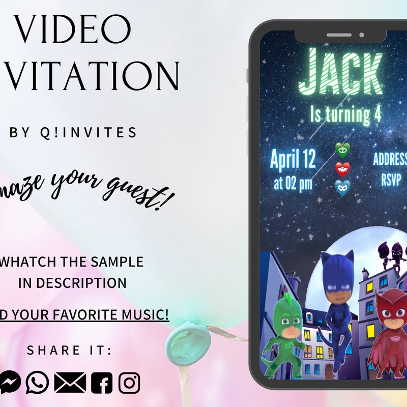 Pj Masks Invitation - Etsy