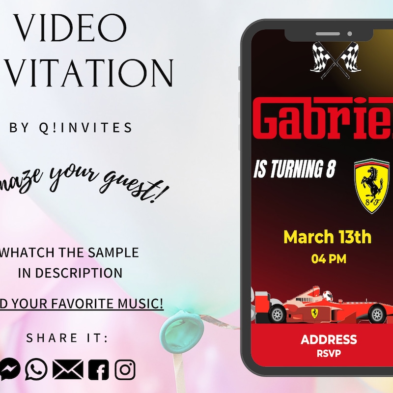 Ferrari Invitation - Etsy