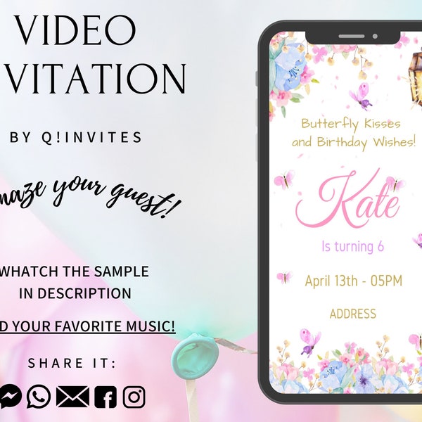 Animated Butterfly Birthday Invitation - Etsy