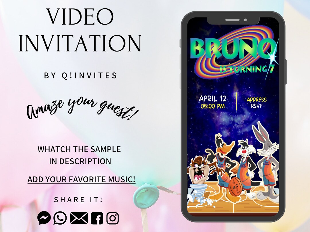 Invitación en vídeo de Space Jam, Space Jam, invitación animada de ...