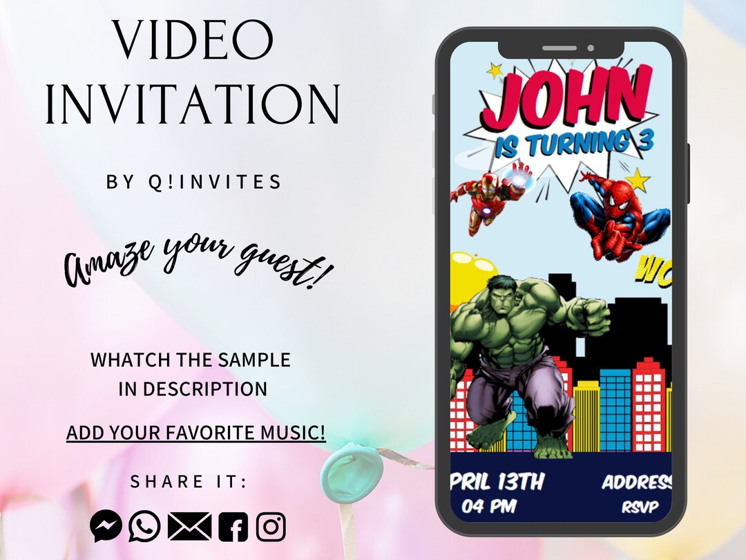 Superhero ,superhero Invitation, Superhero Party, Superhero Video ...