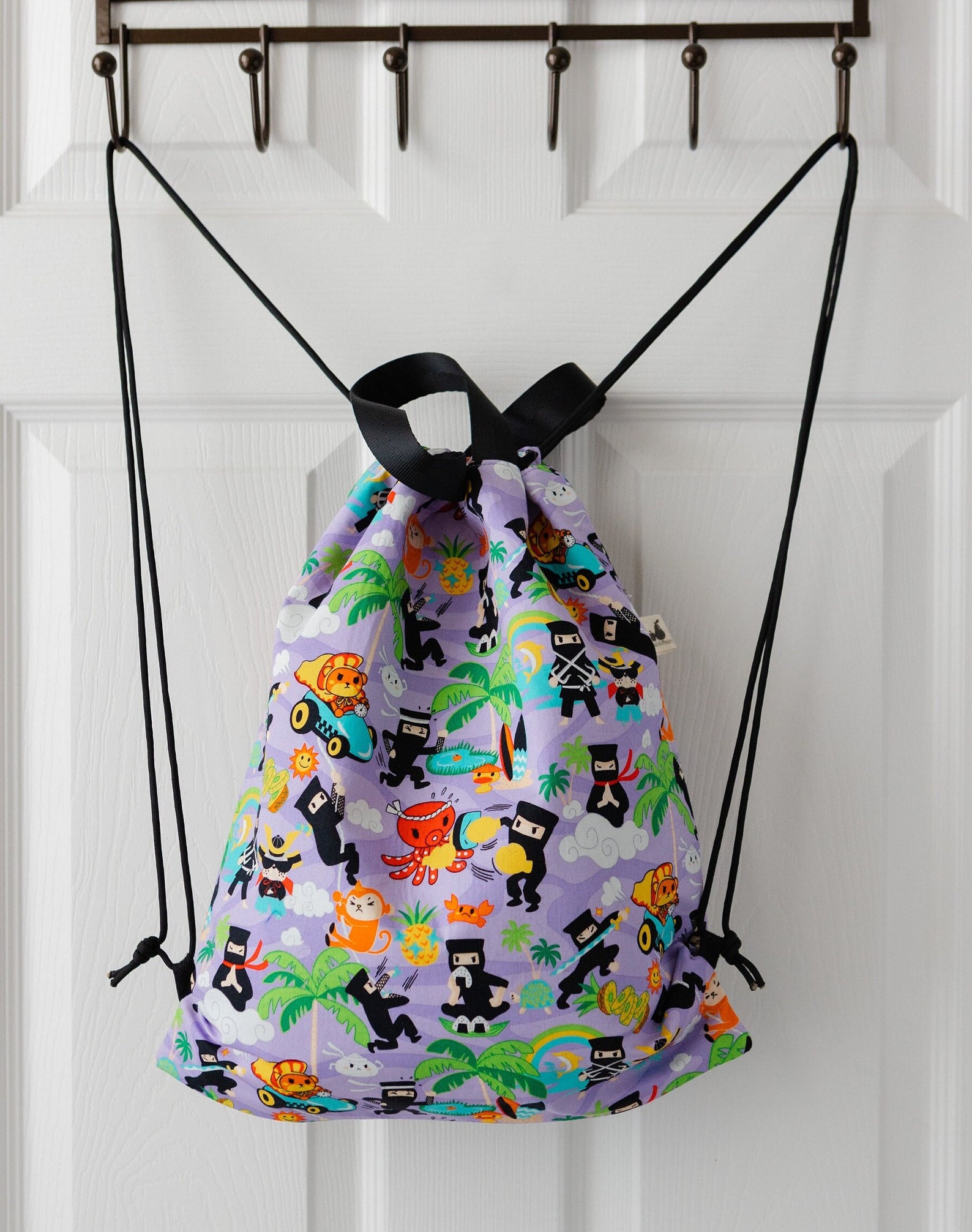 Drawstring Backpack With Handles, Anime Cotton Print Drawstring Bag ...