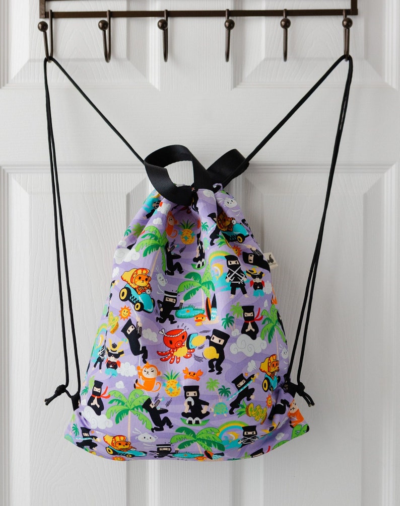 Drawstring Backpack With Handles, Anime Cotton Print Drawstring Bag ...