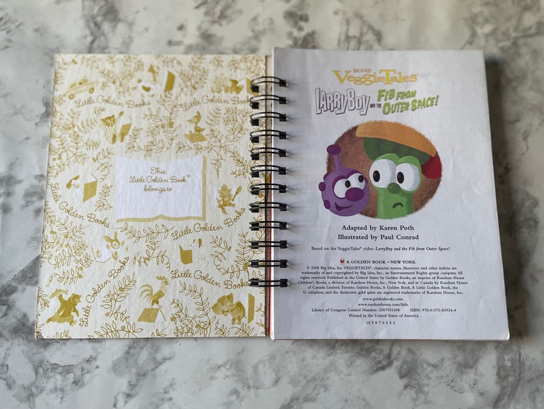 Veggitales Larry Boy Little Golden Book, Up-cycled Junk Journal ...
