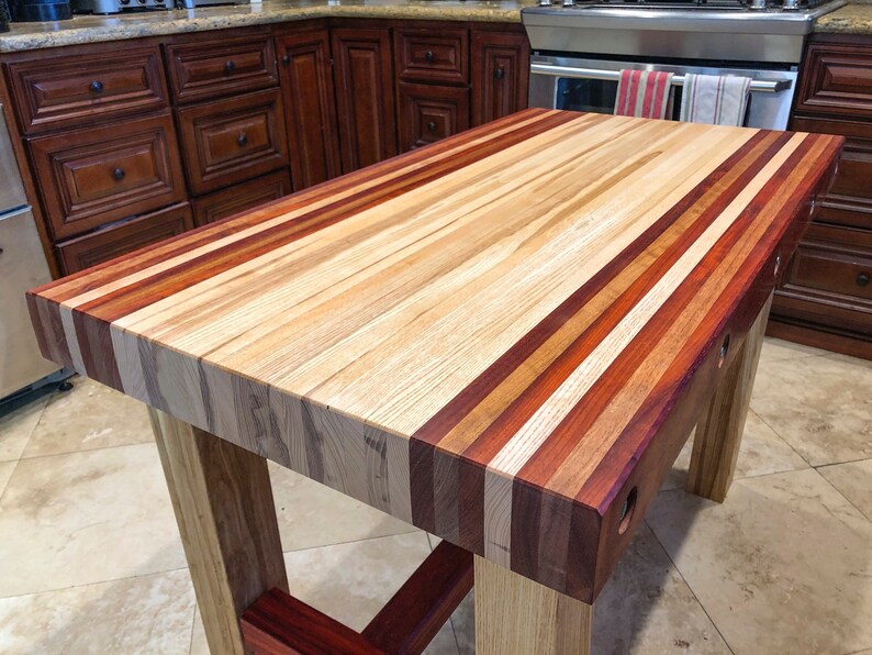 Hardwood Butcher Block Style Kitchen Island Work Station | Etsy