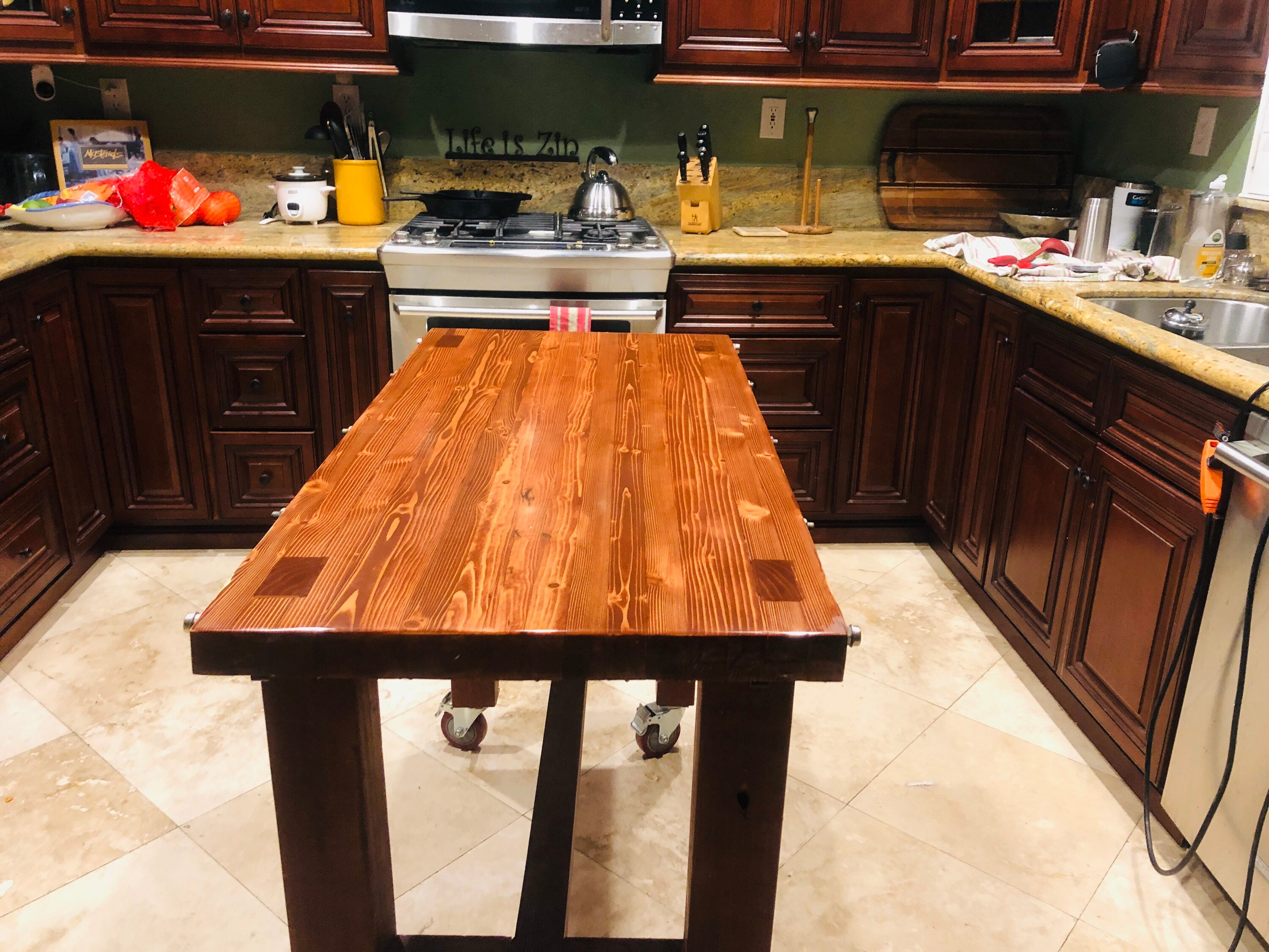 Solid Butcher Block Kitchen Island / High Top Kitchen Table / - Etsy