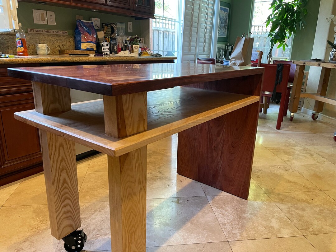 High Top Waterfall Table Kitchen Island Food Preparation Table in Ash ...