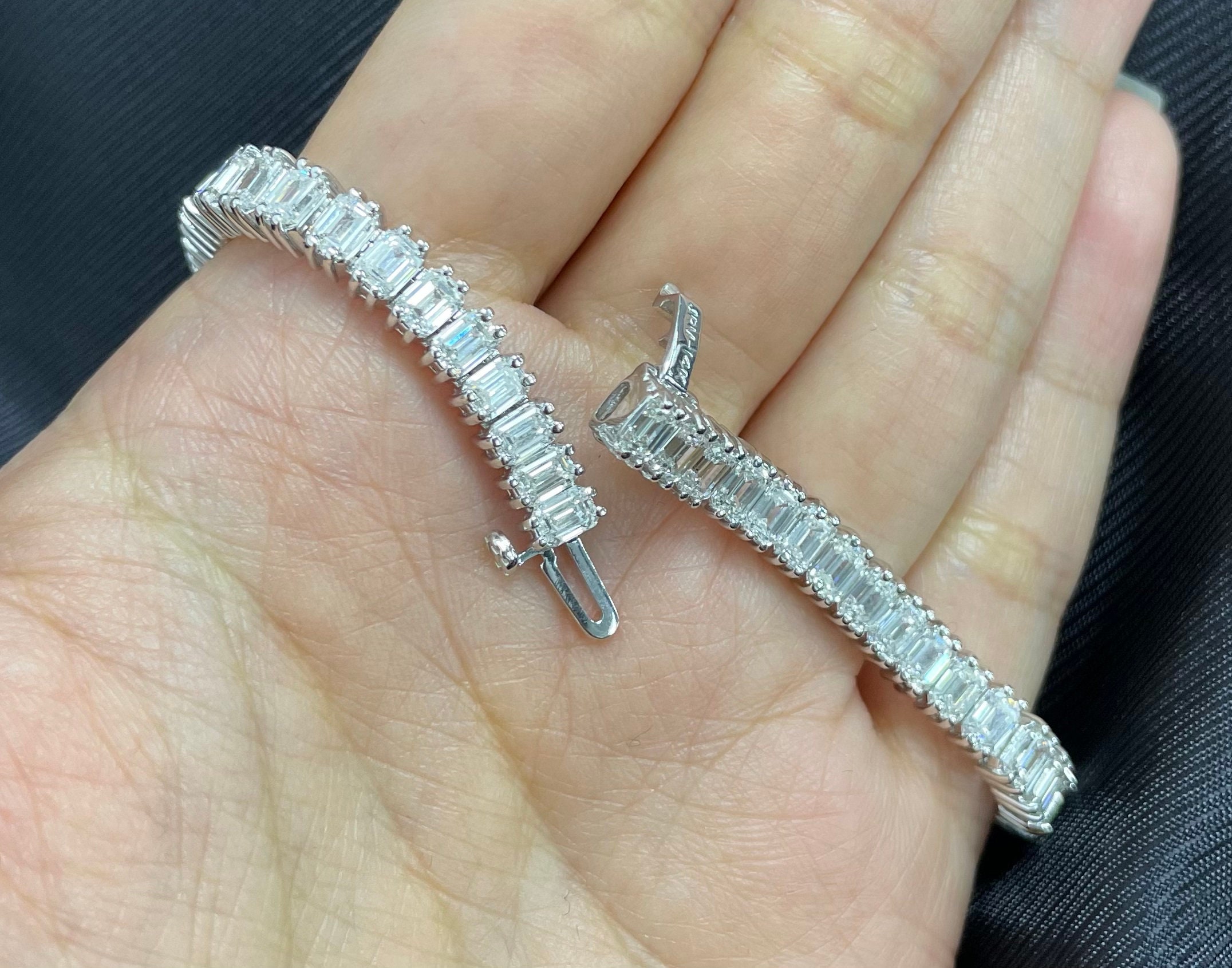 Emerald Cut Diamond Tennis Bracelet T For Her For Wedding For