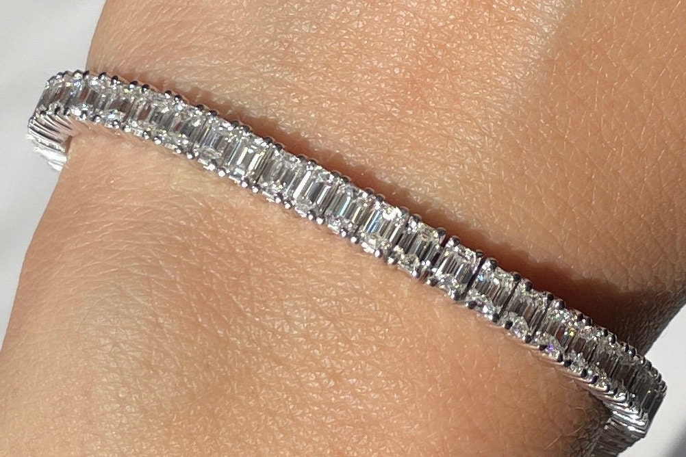 Emerald Cut Diamond Tennis Bracelet T For Her For Wedding For