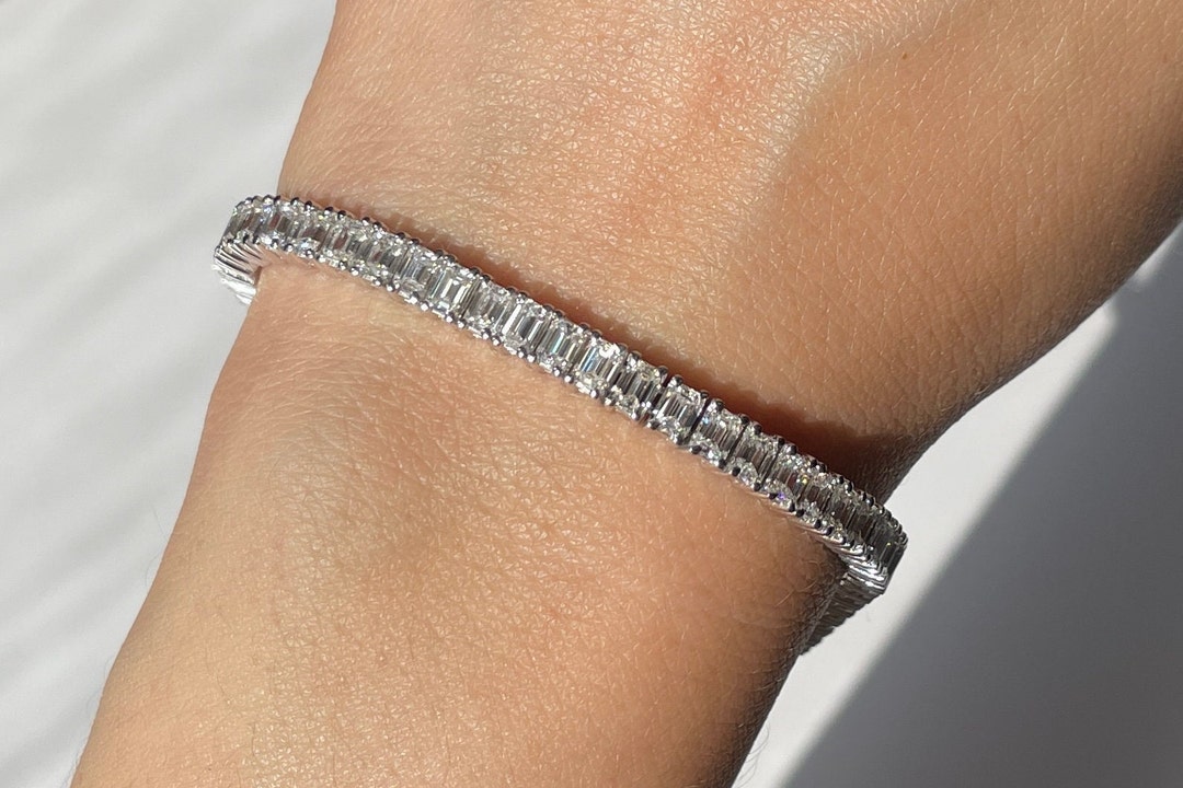 Emerald Cut Diamond Tennis Bracelet T For Her For Wedding For