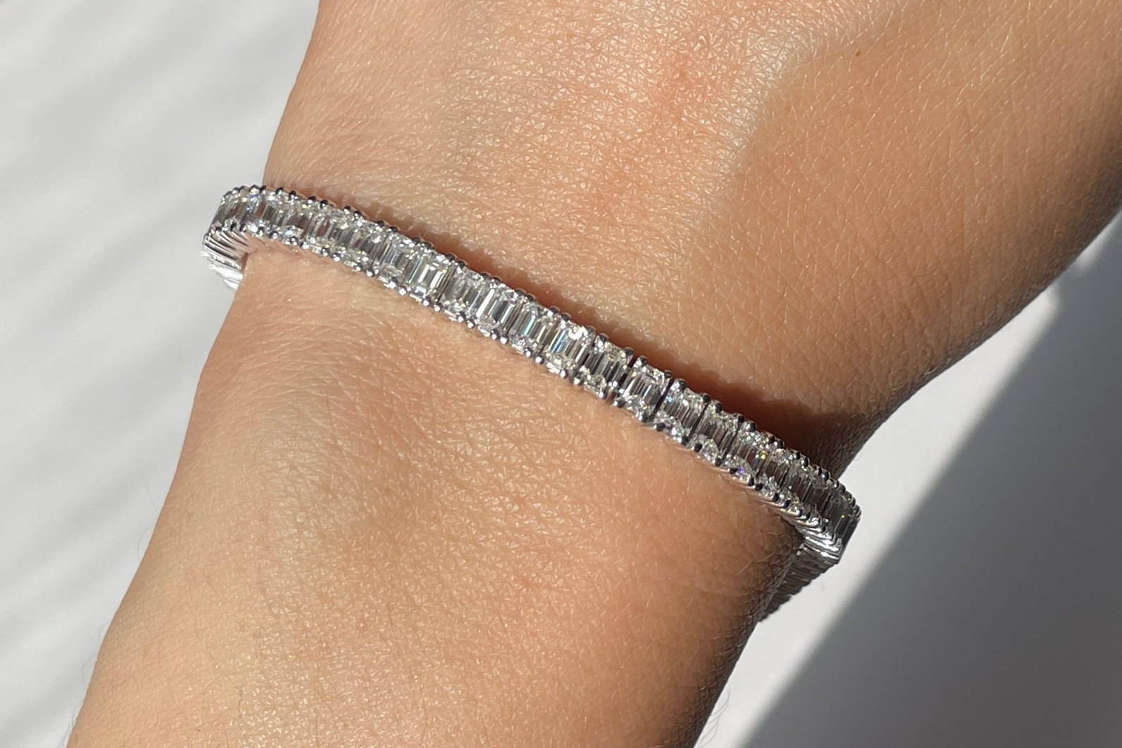 Emerald Cut Diamond Tennis Bracelet T For Her For Wedding For