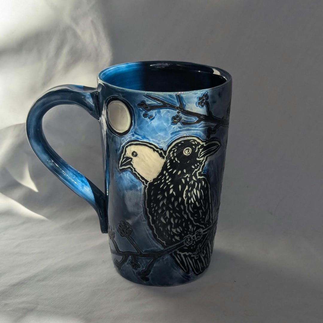 Two Headed Crow Ceramic Yokai Mug - Etsy