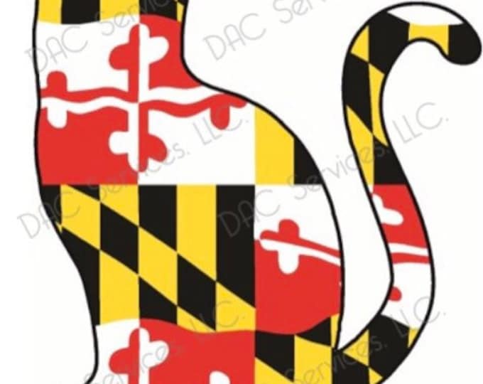 Maryland Flag Cat Car Decal. Maryland State Flag Cat Sticker. Maryland ...