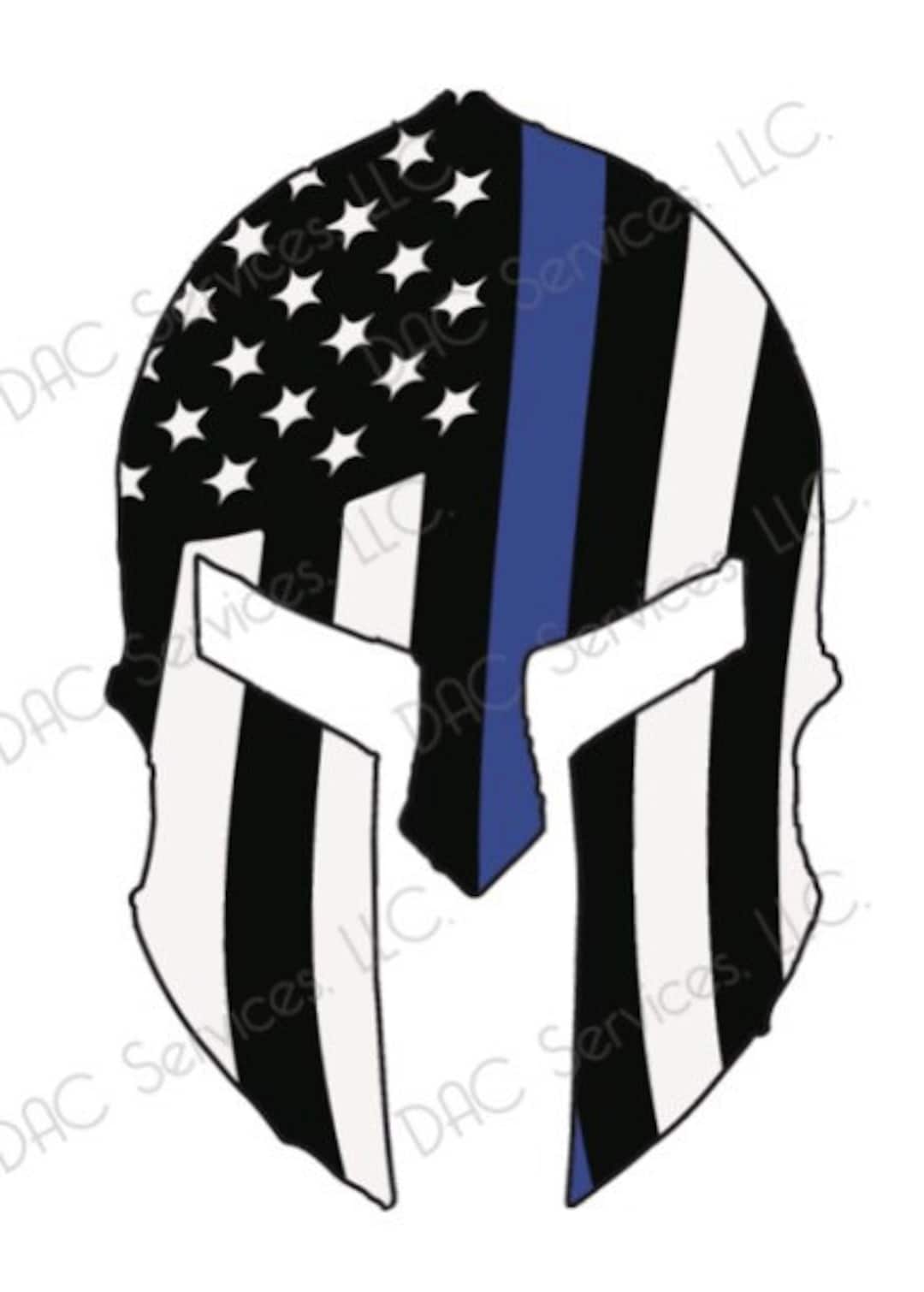 Blue Line Spartan Helmet Decal Sticker - Etsy