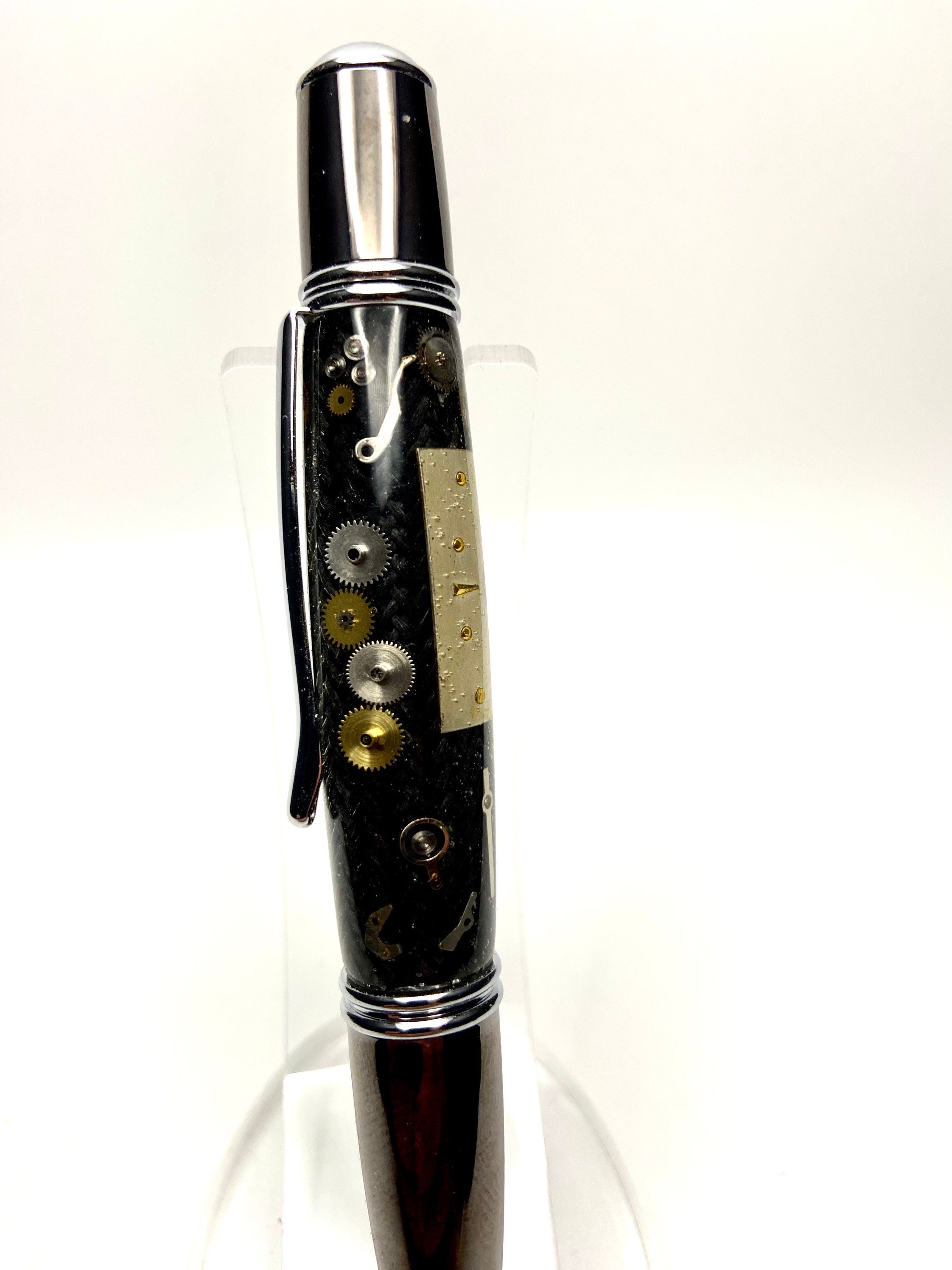 Watch Parts Pen Handmade Silver Trim Black Carbon Fiber - Etsy