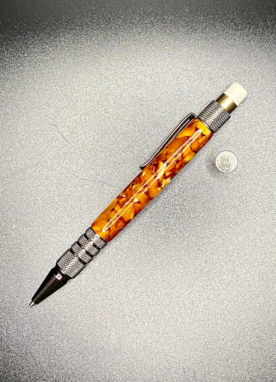 Handmade Mechanical Pencil Cast in Gold Flake With Swirl | Etsy