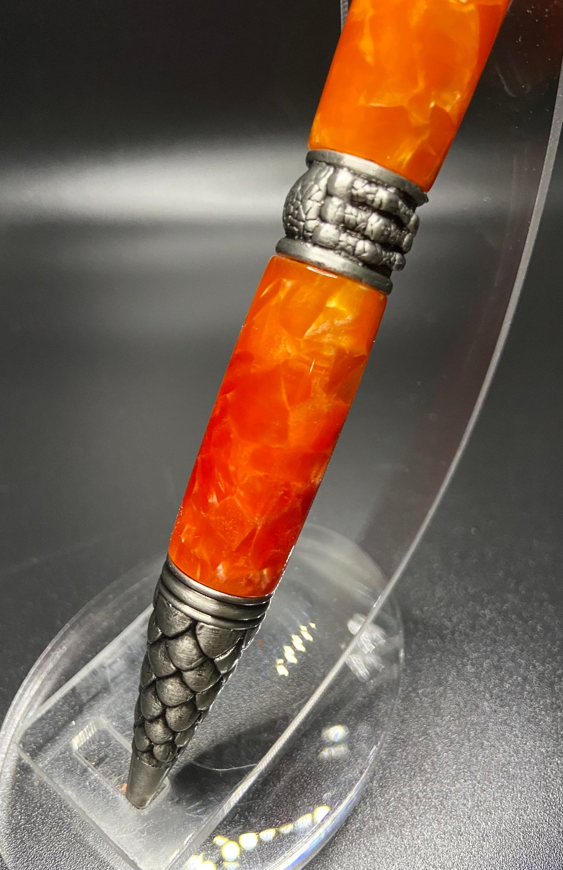 Handmade Dragon Pen. Custom Orange Mica Dragon Pen Design. - Etsy