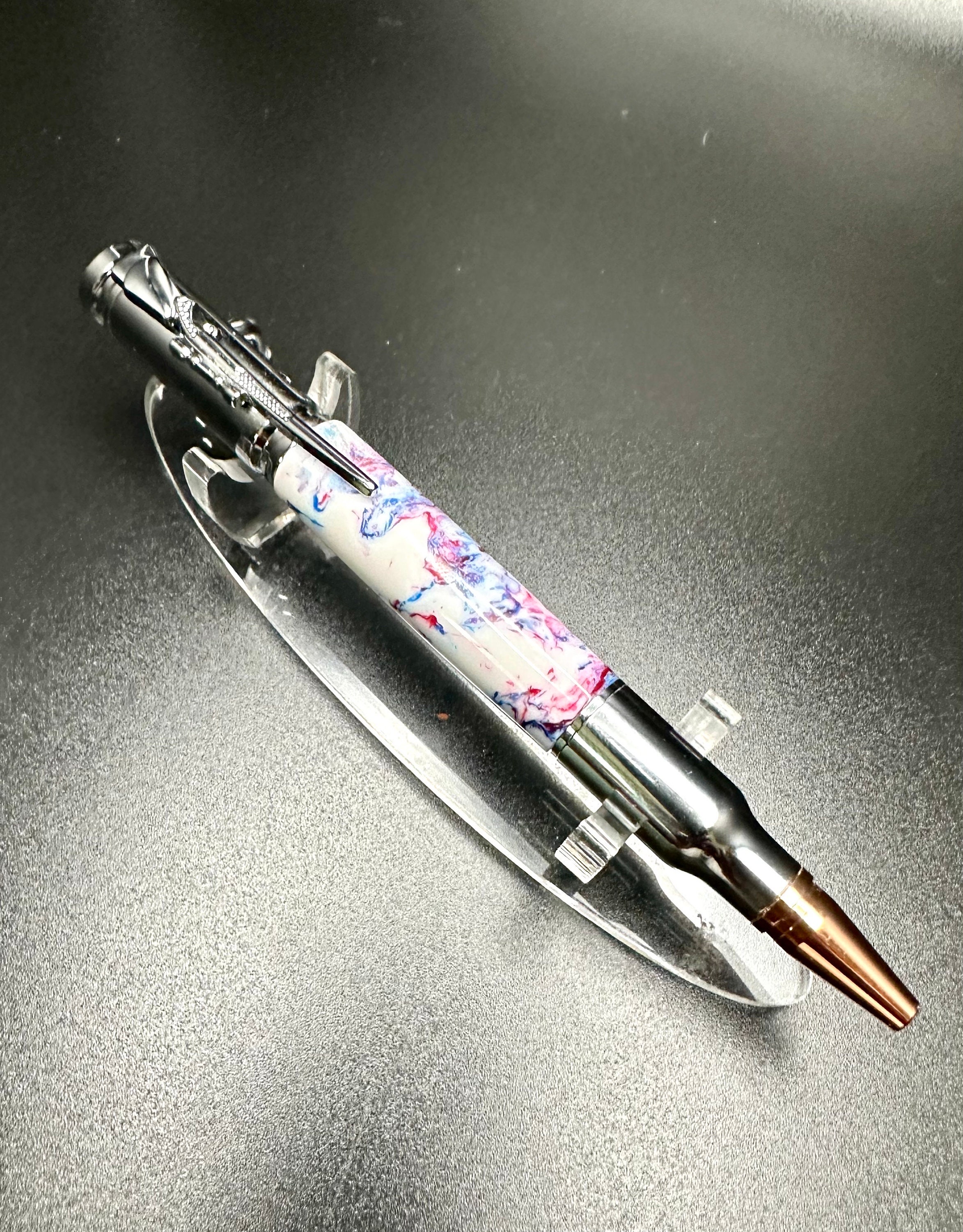 Handmade 30 Caliber Bullet Pen, Red White Blue Epoxy, Chrome Finish - Etsy