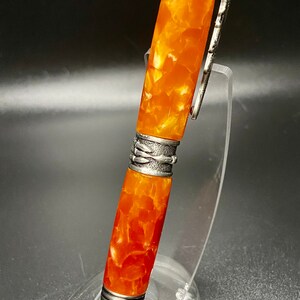 Handmade Dragon Pen. Custom Orange Mica Dragon Pen Design. - Etsy