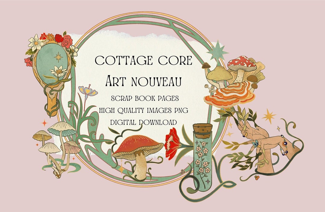 Cottage Core Printable, Journal Pages //art Nouveau, Mushroom Core ...