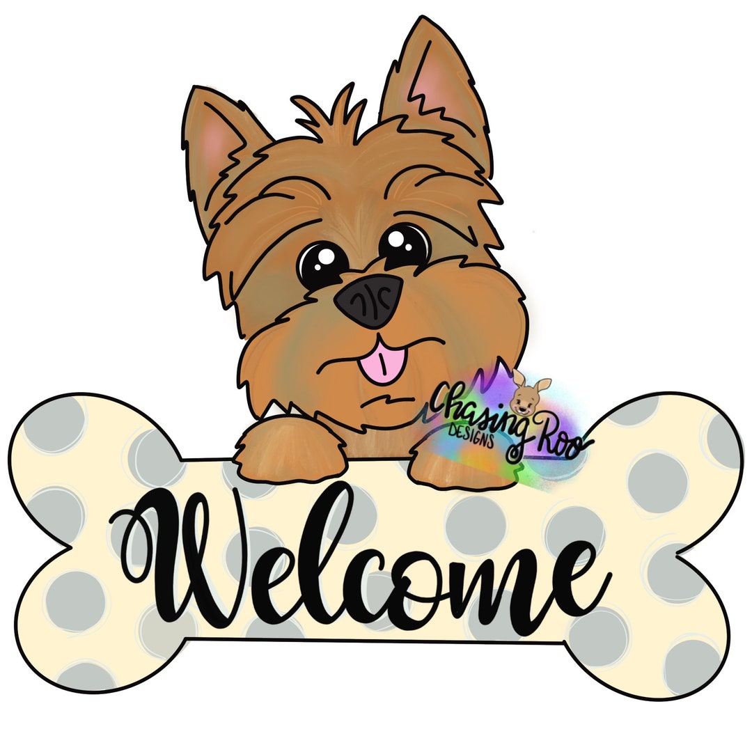 TEMPLATE Yorkie Dog Door Hanger Template Yorkie Welcome Sign Yorkie Dog ...