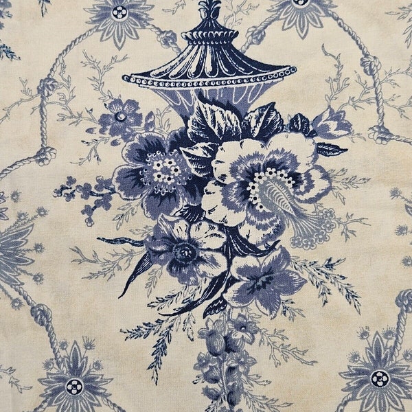 Blue Toile Fabric - Etsy