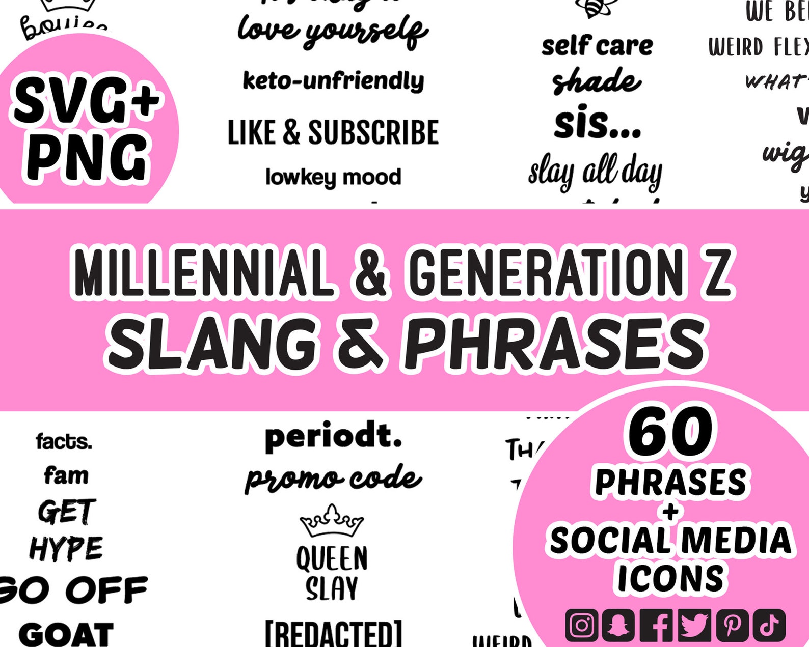 Millennial generation Z Slang Phrases Etsy Singapore