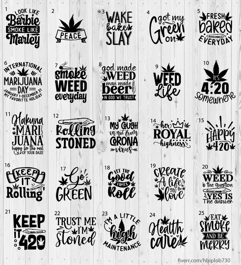 50 Weed Marijuana Cannabis Quote Files - Etsy