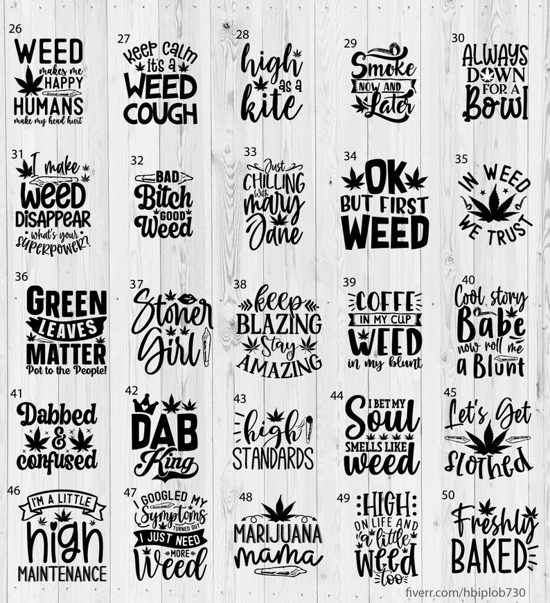 50 Weed Marijuana Cannabis Quote Files - Etsy