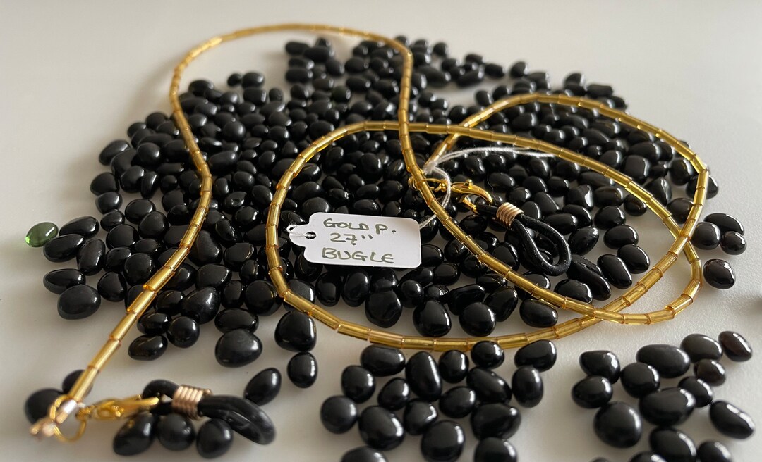 Gold Bugle Bead Eyeglasses Chain, Eyeglasses Cord, Sunglasses Chain ...