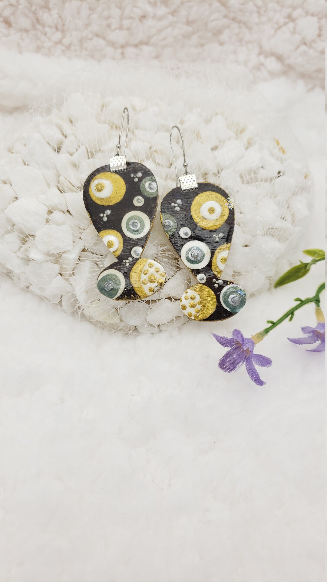 Black Wooden Earrings | Dangle & Drop Earrings | Unique Gifts for Her ...