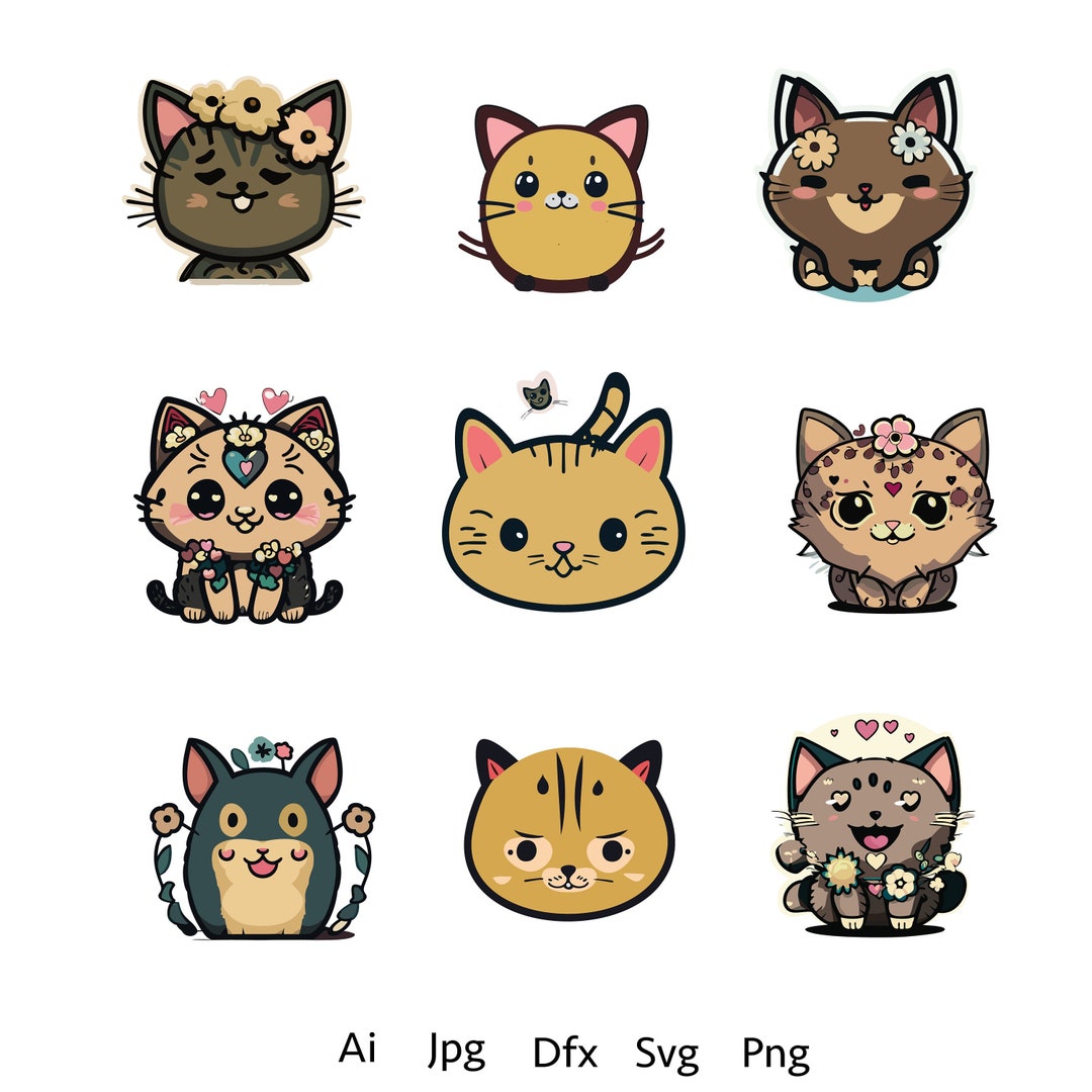 Cute Cat SVG Files, Curious Pet Vector, Shirt Design, Cute Cats Animal ...