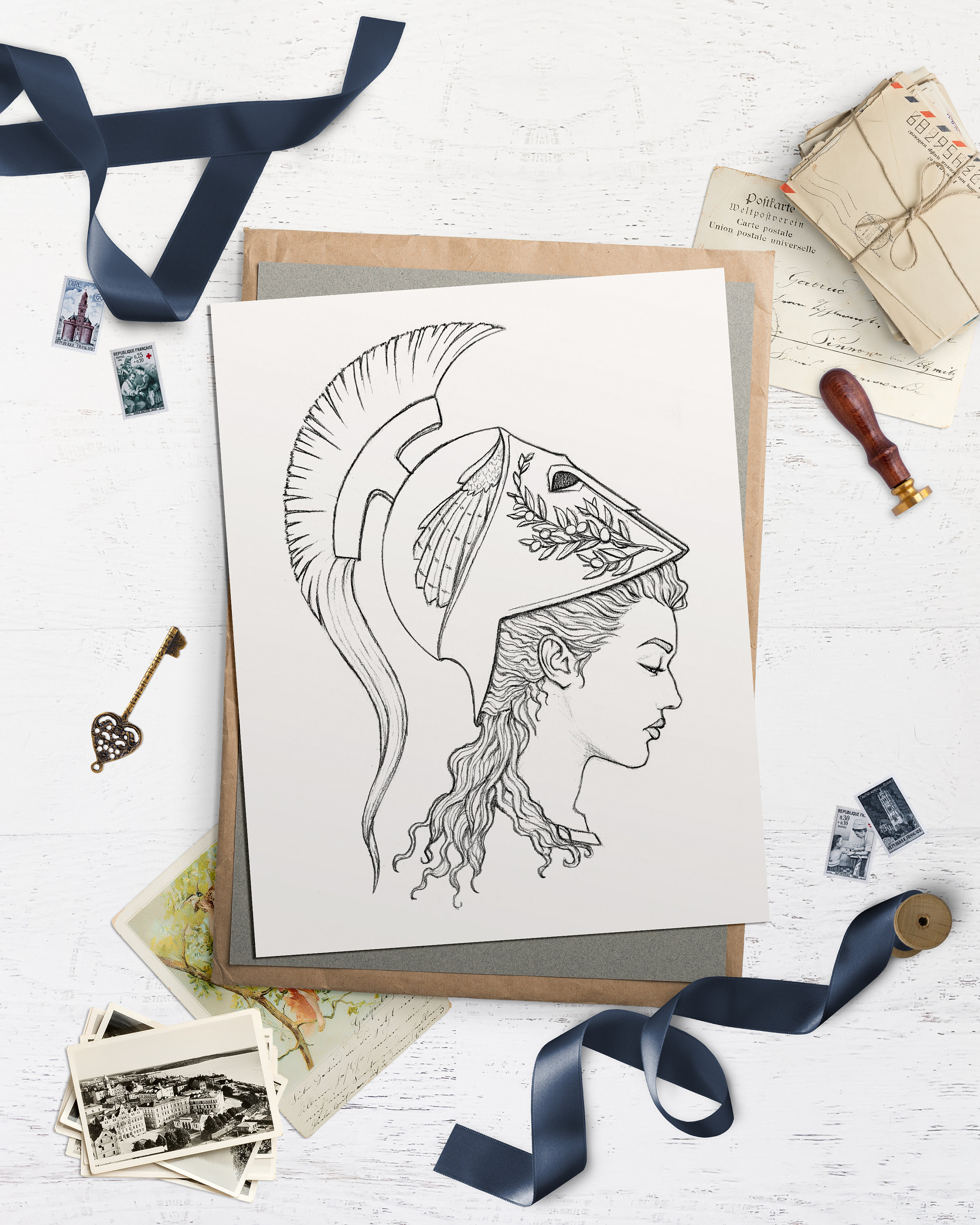 Athena Greek Goddess Drawing Simple