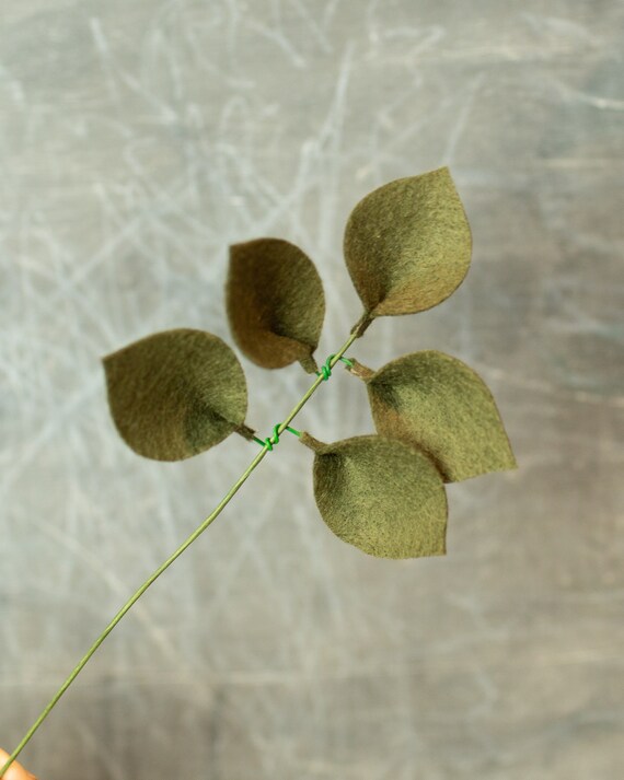 Foliage Leaf Bouquet Felt Flower Stem Create your own Wedding Bouquet ...