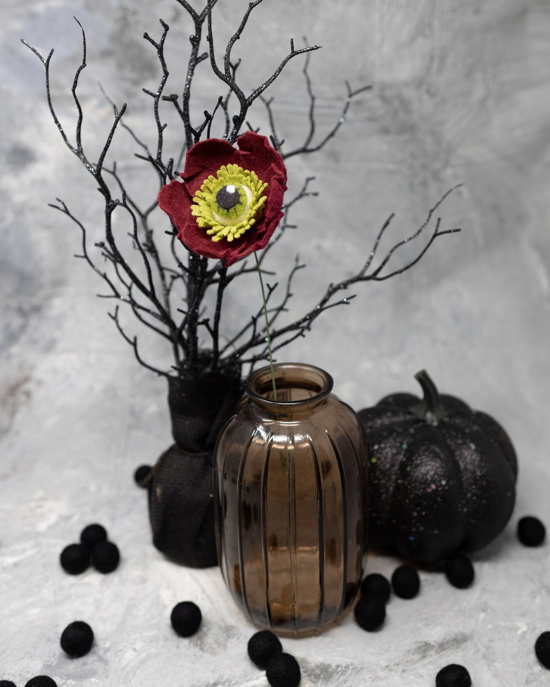 Halloween Eyed Poppy Felt Flower Halloween Flower Decor - Etsy