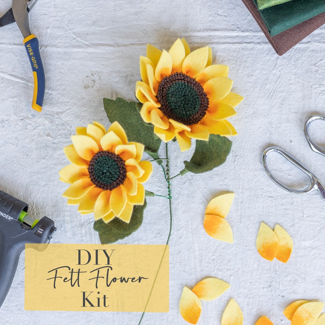 Fall Sunflower and Bud Felt Flower DIY Kit and Tutorial - Etsy