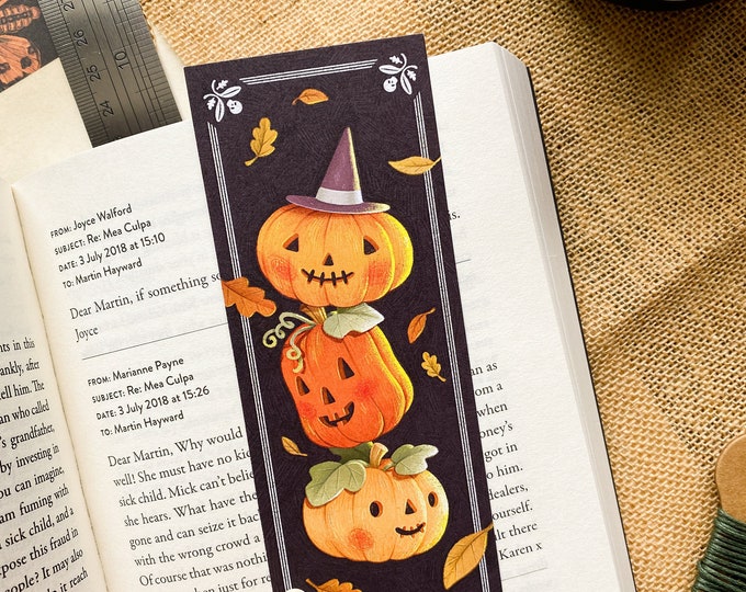 Midnight Pumpkins Bookmark ~ Double Sided Spooky Halloween Art ~ Cosy ...