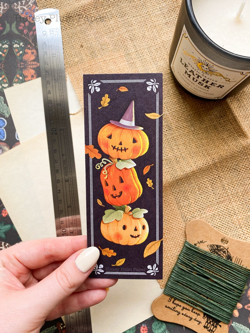 Midnight Pumpkins Bookmark Double Sided Spooky Halloween Art - Etsy