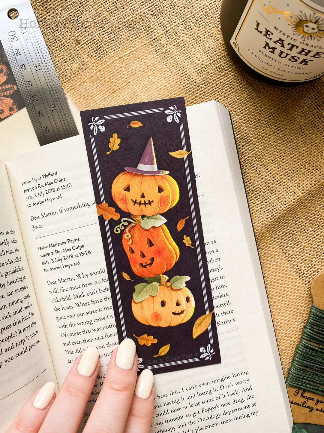 Midnight Pumpkins Bookmark ~ Double Sided Spooky Halloween Art ~ Cosy ...