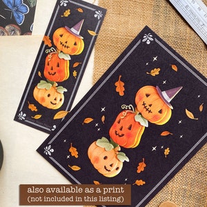 Midnight Pumpkins Bookmark ~ Double Sided Spooky Halloween Art ~ Cosy ...