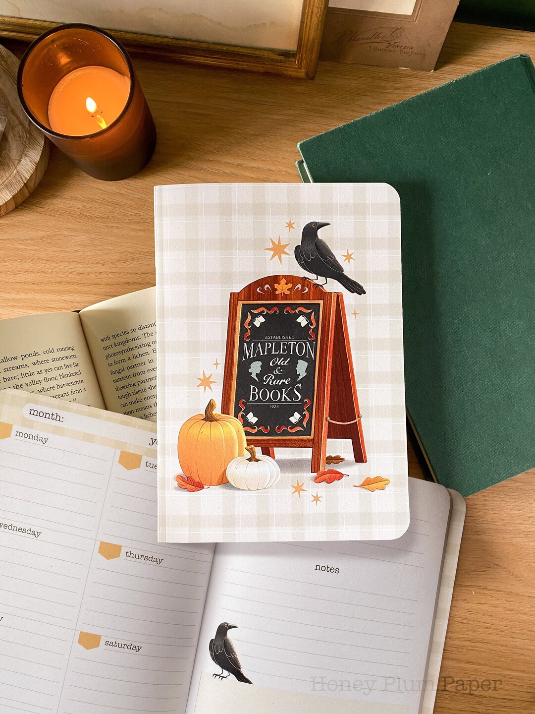 Undated Planner Autumn Bookshop A5 Illustrated Weekly Journal / Habits ...