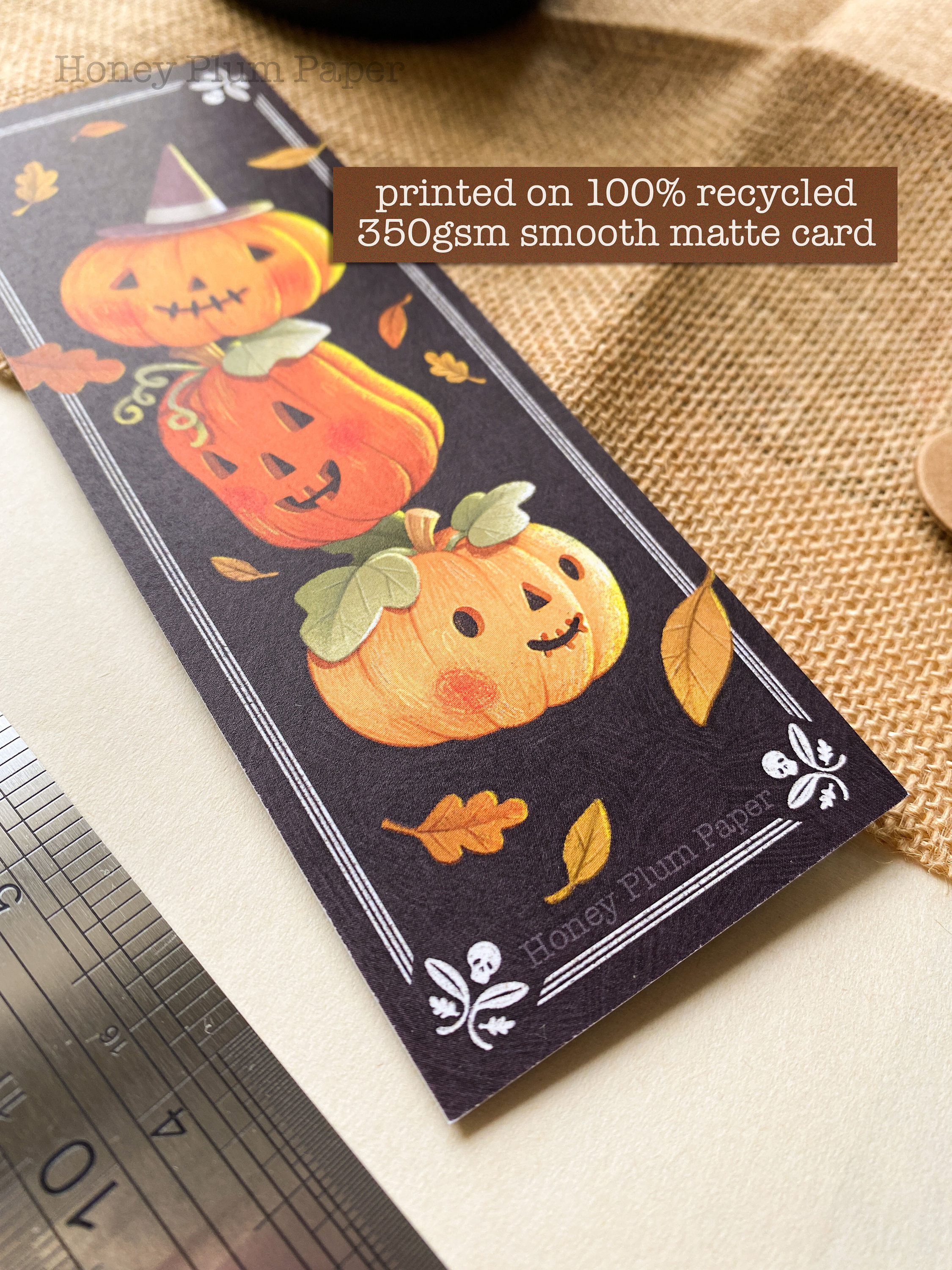 Midnight Pumpkins Bookmark Double Sided Spooky Halloween Art - Etsy