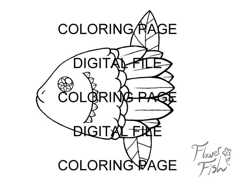 Sunfish Coloring Page Sweet Fantasy Flower Fish for - Etsy Australia