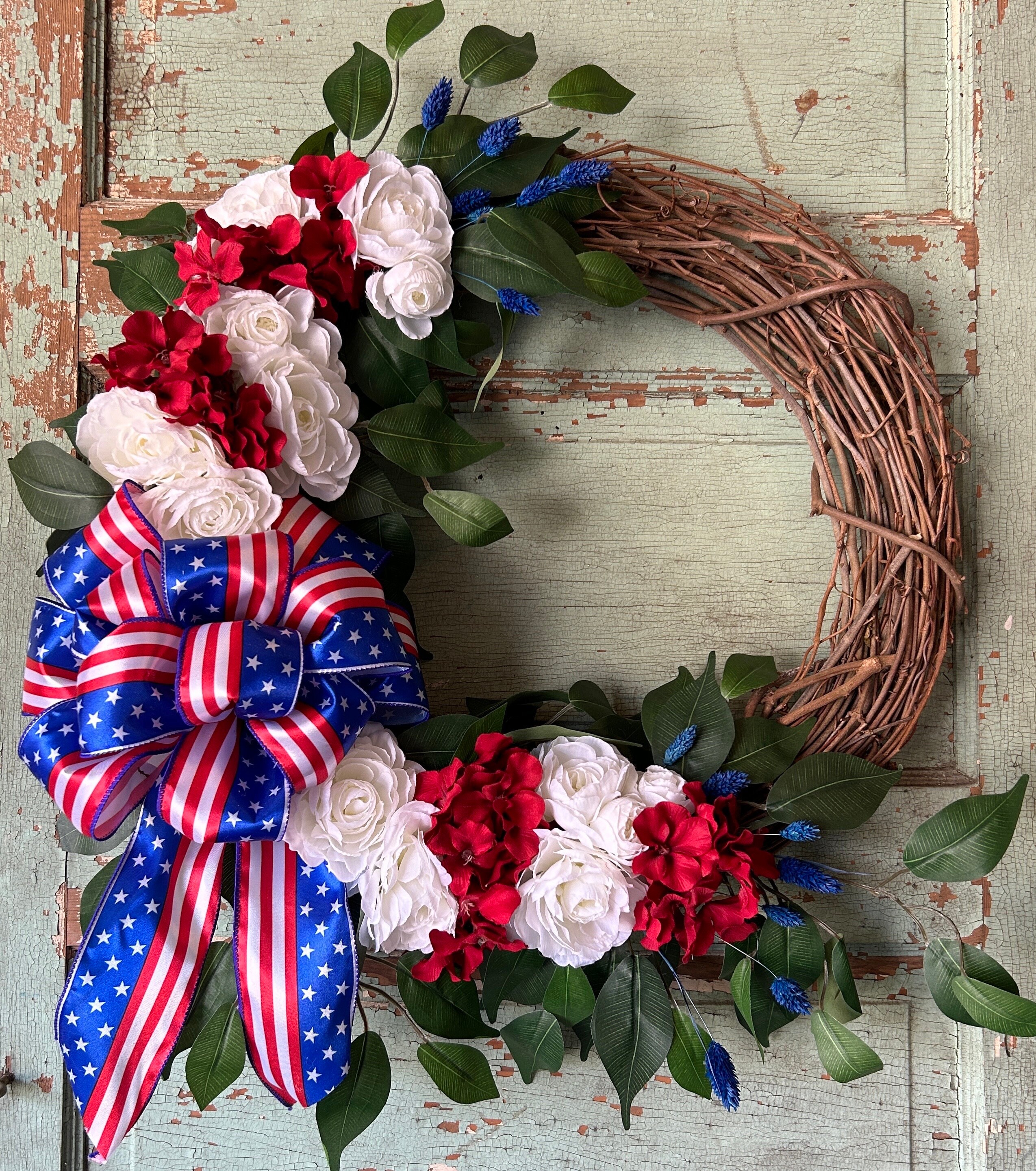 Red White and Blue Door Wreath Memorial Day 4th of July Labor Day - Etsy