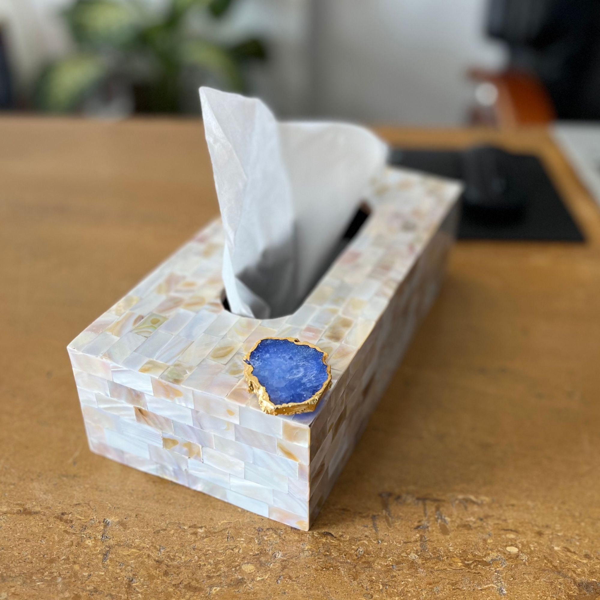 Tissue Bin Tissue Box Holder for Dining Table Mother of Pearl Napkin ...